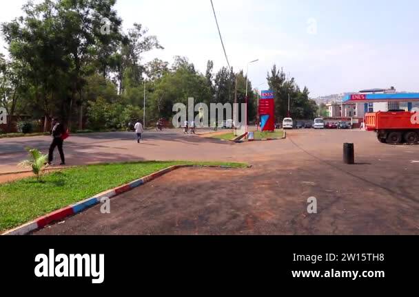 Road traffic in the Kicukiro district of Kigali, the capital of Rwanda ...
