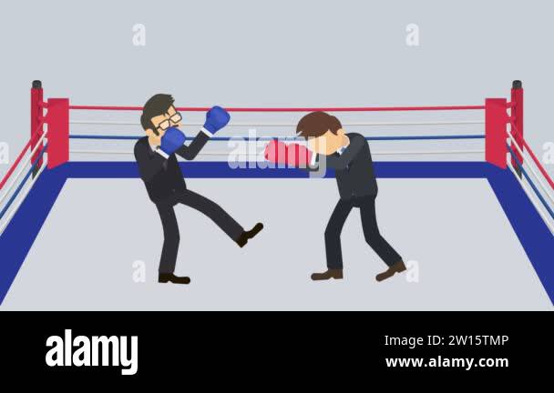 Fighting each other in boxing ring. Businessman battle wearing boxing ...
