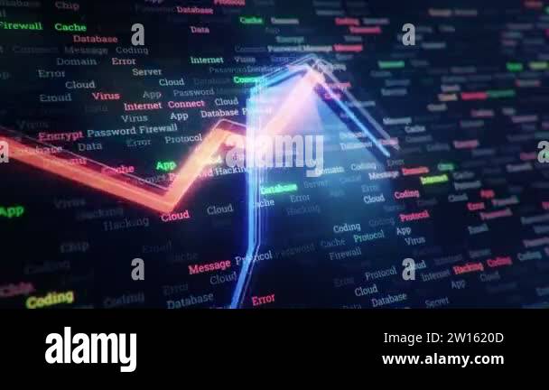 Abstract background with animation of growing charts and flowing ...