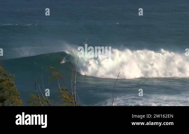 Surfer at the big wave surfing break Jaws at the north shore of the ...