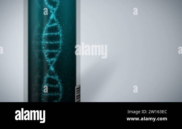 DNA molecule in test tube. DNA helix as a symbol for genetics. Test ...