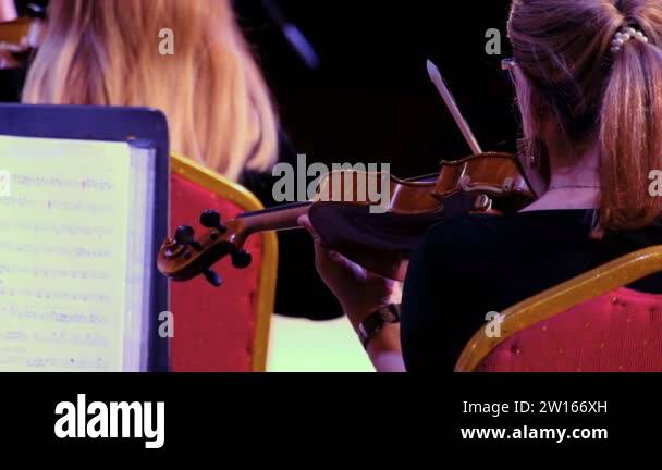 The girl with glasses plays the violin. Violinists. Professional ...