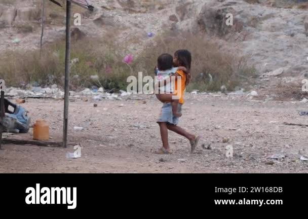 Poor Children in Cambodia Slum Lives In Poverty On Street Stock Video ...