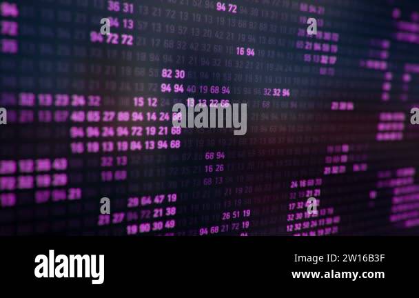 Technological background with representation of purple binary code in ...