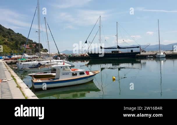 Marmara Island, Turkey - April 2019: Boats in the harbour of Marmara ...