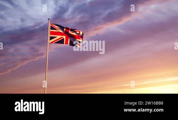 British Flag Waving Shows Union Jack United Kingdom National Banner. A ...