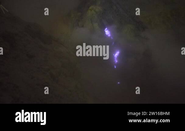 A natural phenomenon known as Blue fire" seen through volcanic gasses ...