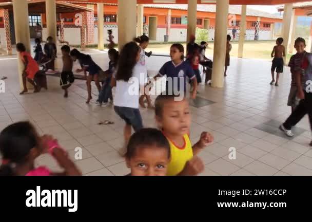 pau brasil, bahia / brazil - april 24, 2012: indigenous children of ...