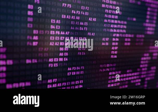 Technological background with representation of purple binary code in different configurations ...