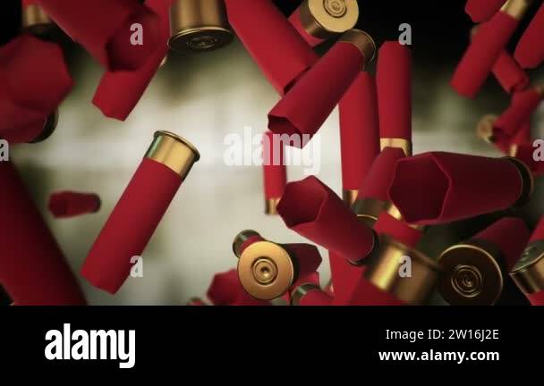 Animation falling of bullets different calibers on dark and blurred ...