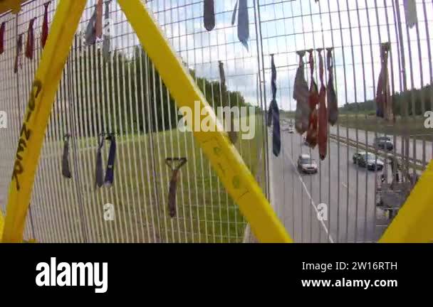 Vilnius, Lithuania - circa August, 2019: The famous pedestrian bridge ...