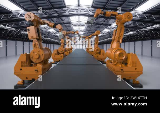 3d rendering robotic arm in factory 4k animation Stock Video Footage ...