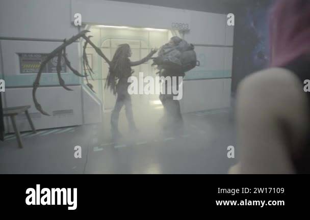 Backstage photo shoot in a studio. Comic con. Cosplay Stock Video Footage - Alamy