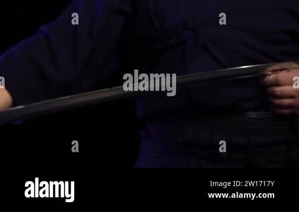 Samurai sword katana in hand. Katana sword holding in Samurai hand ...