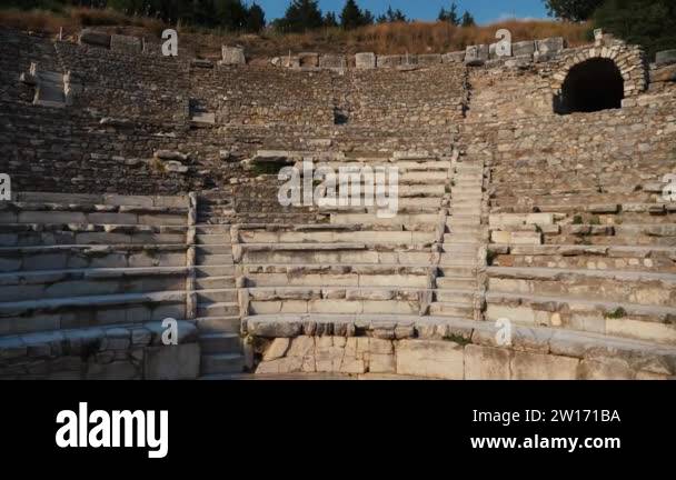 Beautiful roman amphitheatre with many levels and stairs Stock Video ...