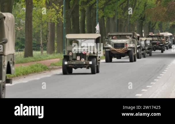 This military convoy drives every year through the Gooi area in Holland ...