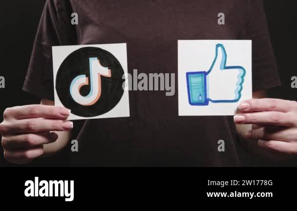 tiktok icon positive feedback hands logo like sign Stock Video Footage ...