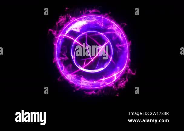 Plasma fire ball with flames on black background. Beautiful light. Glow ...