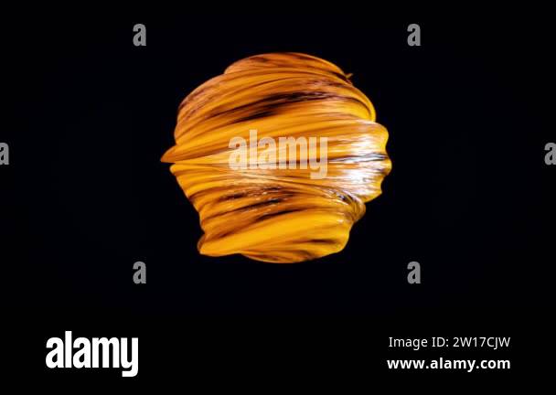3D circle of plastic lines. Animation. Abstract 3D ball wound from ...