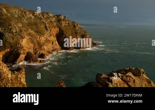 Cape Roca - the famous Cabo da Roca coast in Portugal at sunset Stock ...