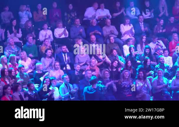 People viewers in a TV studio while recording a TV show Stock Video ...