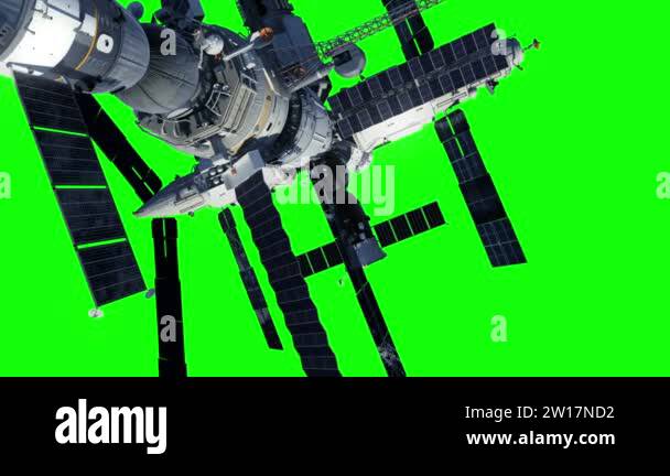 Space Station And Astronaut On Green Screen. 3D Animation. You Can Use ...