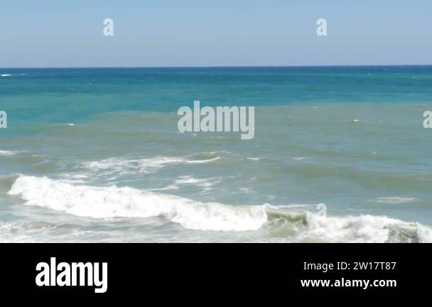 Beautiful tricolor sea with different shades of turquoise blue and dark ...