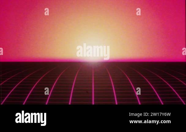 Eighties TV Retro Synthwave 3d Grid Background Loop/ 4k animation of an ...