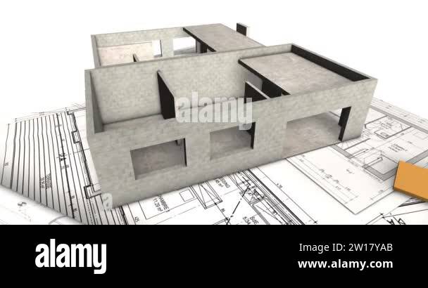 4K time-lapse 3d animation. home construction showing the process from ...