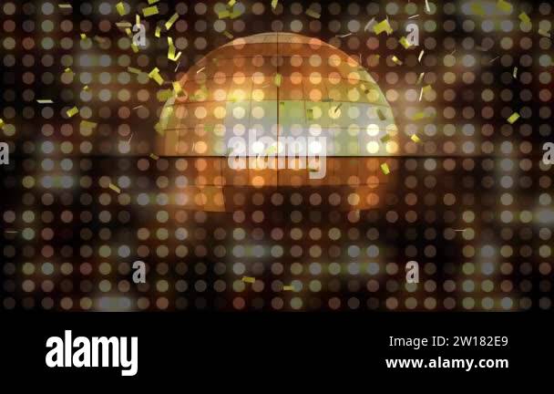 Animation of spinning glowing disco ball with rows of spots of light ...