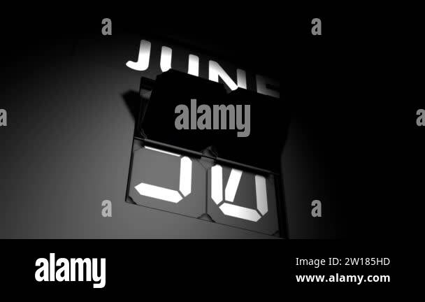 July 1 date. digital calendar change to July 1 animation Stock Video ...