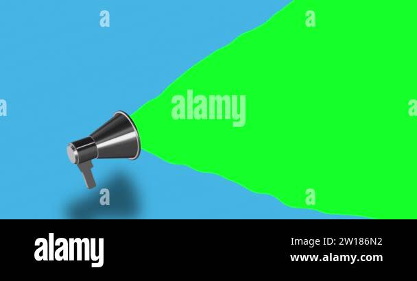 Megaphone amplifier speaker green screen alert attention animation 3d ...