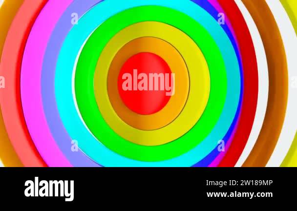 Abstract Circles Waving in Rainbow Colors Seamless Background. Looped ...