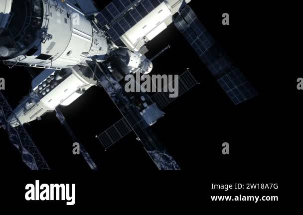 Space Station And Astronaut With Alpha Matte. 3D Animation. You Can Use ...