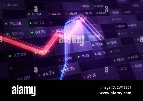 Abstract background with animation of growing charts and flowing ...