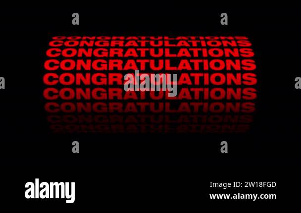 CONGRATULATIONS red color 3D text cylinder tube motion animation on ...