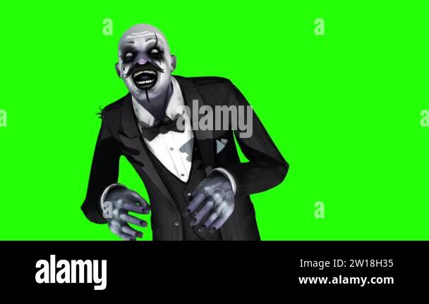 Halloween Clown Green Screen Horror 3D Rendering Animation Stock Video ...