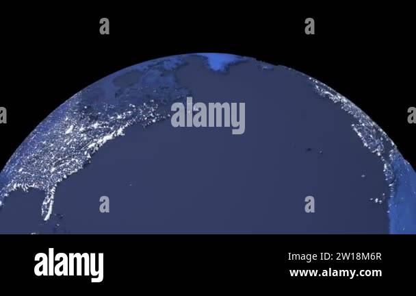 Realistic night rotating Earth planet isolated on black background ...