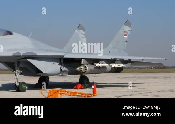 Combat Fighter Jets Armed Parked Tilt. Serbian Air Force New MiG-29 ...
