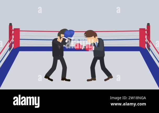Fighting each other in boxing ring. Businessman battle wearing boxing ...
