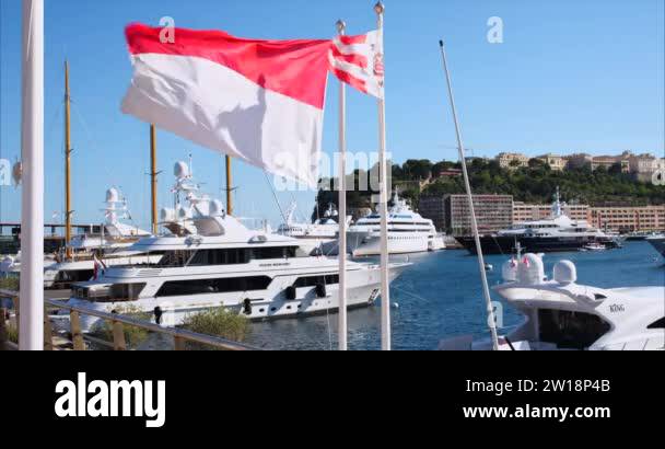 Monte Carlo, Monaco - July 7, 2020: The national flag of Monaco ...