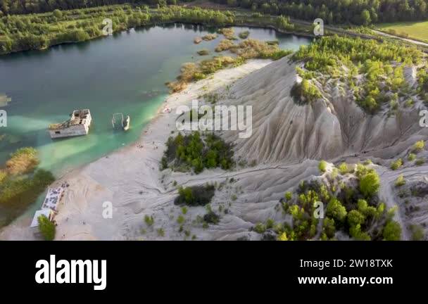 Sand Hills of Quarry With a Pond and Abandoned Prison in Rummu Estonia ...