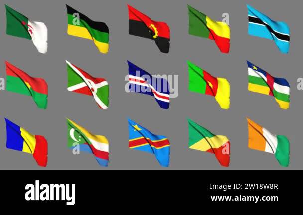 Flags of Africa part 1 of 4 Seamless Loop, Matte Channel Stock Video ...