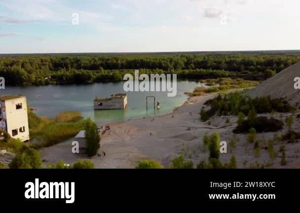 Sand Hills of Quarry With a Pond and Abandoned Prison in Rummu Estonia ...