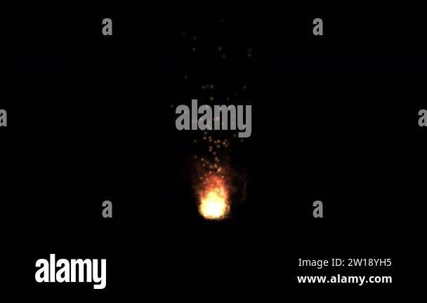 Realistic fire animation on black background . 4K animation for film ...