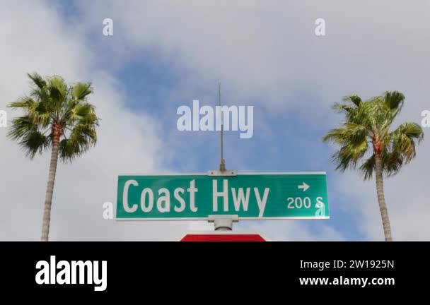 Pacific Coast Highway, historic route 101 road sign, tourist ...