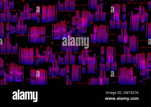 A stack of many equalizer fragments. Pink and purple vibrant stripes on ...