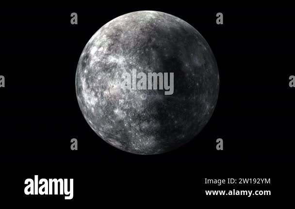 Flying over the surface of the planet Mercury, computer generated. 3d ...