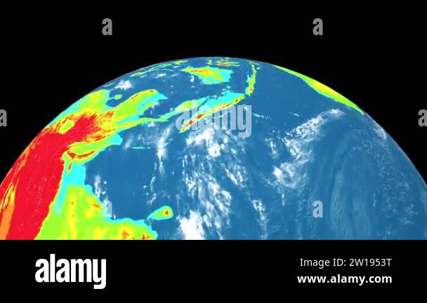 Rotating Earth planet isolated on black background. Topographic relief ...