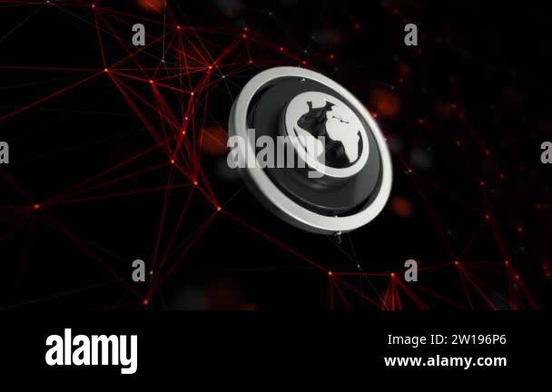 3d animation footage of globe icon with rotating circle on technology ...